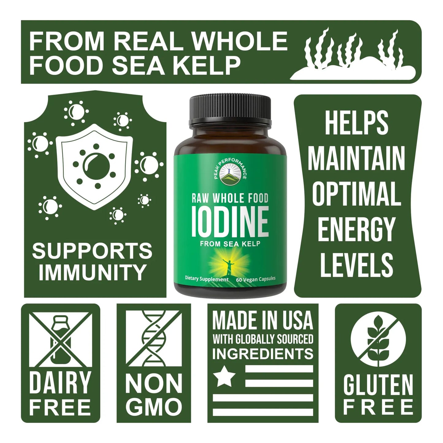 Yodo Orgánico En Tabletas De Algas Crudas Para Metabolismo Y Energía ...