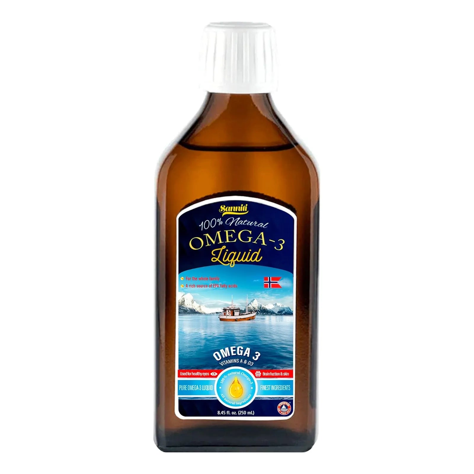 Aceite Omega 3 Liquido 100 Natural Rico En EPA Vitaminas A Y D3 Norueg ...
