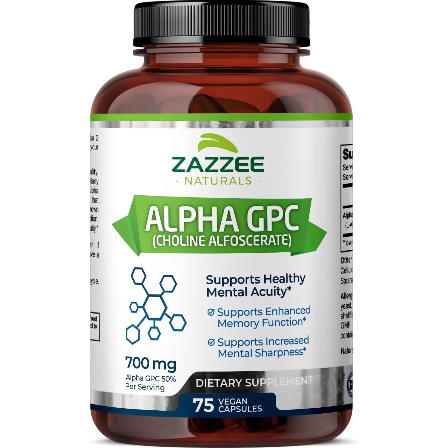 Alpha GPC Colina 300 Mg 75 Cápsulas Veganas Potencia Cognitiva Y Memor ...